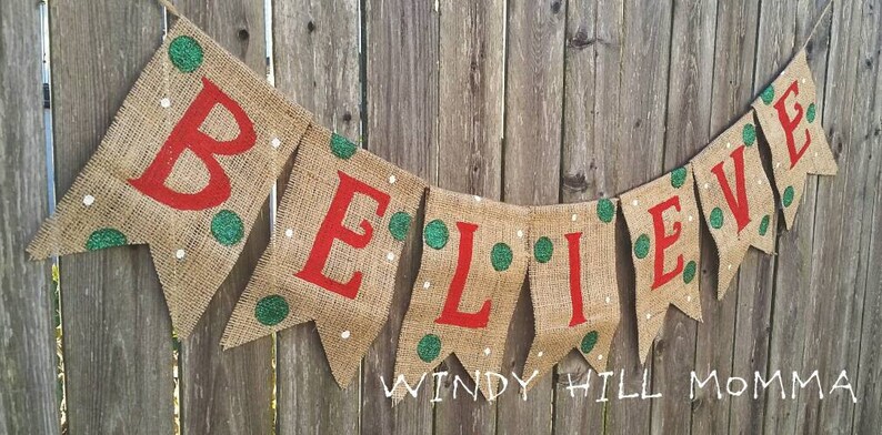 BELIEVE Burlap Banner Christmas Holiday Decoration - Etsy