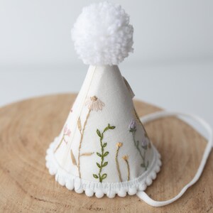 PARTY HAT Wild Flowers. Birthday Hat. Photo Prop. Hand Embroidered Hat ...