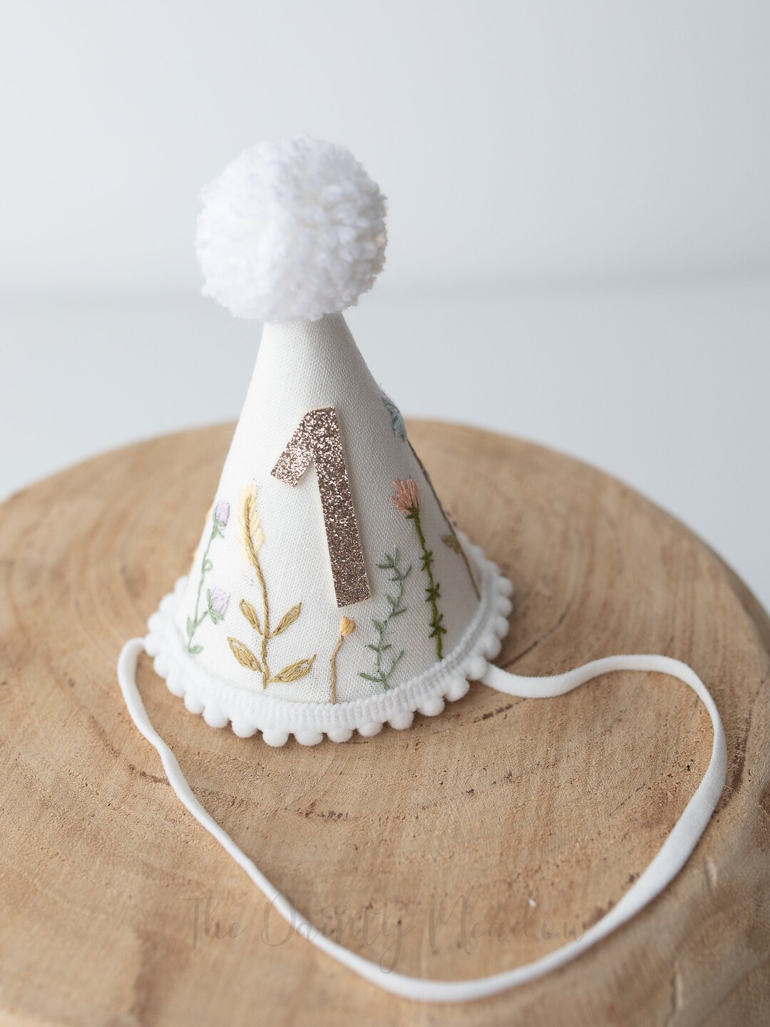 PARTY HAT Wild Flowers. Birthday Hat. Photo Prop. Hand Embroidered Hat ...