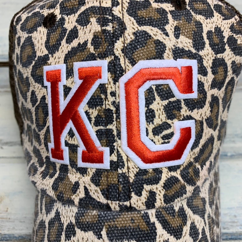 KC Trucker Hat Leopard Print Varsity Letters - Etsy