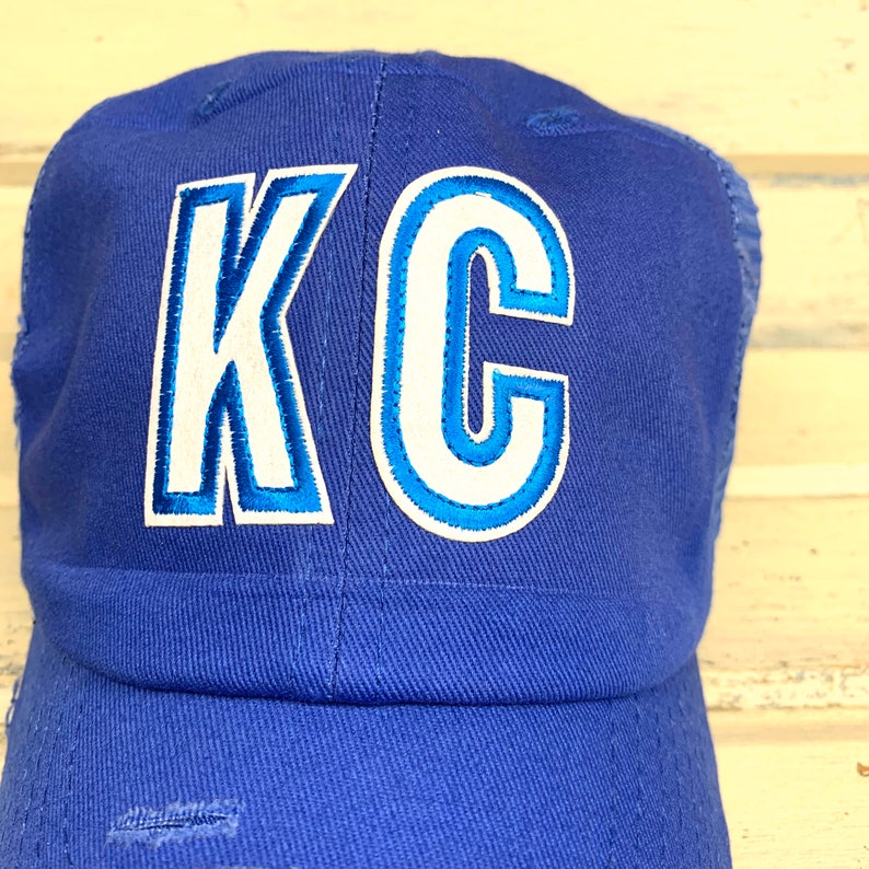 KC Trucker Hat Blue Distressed - Etsy