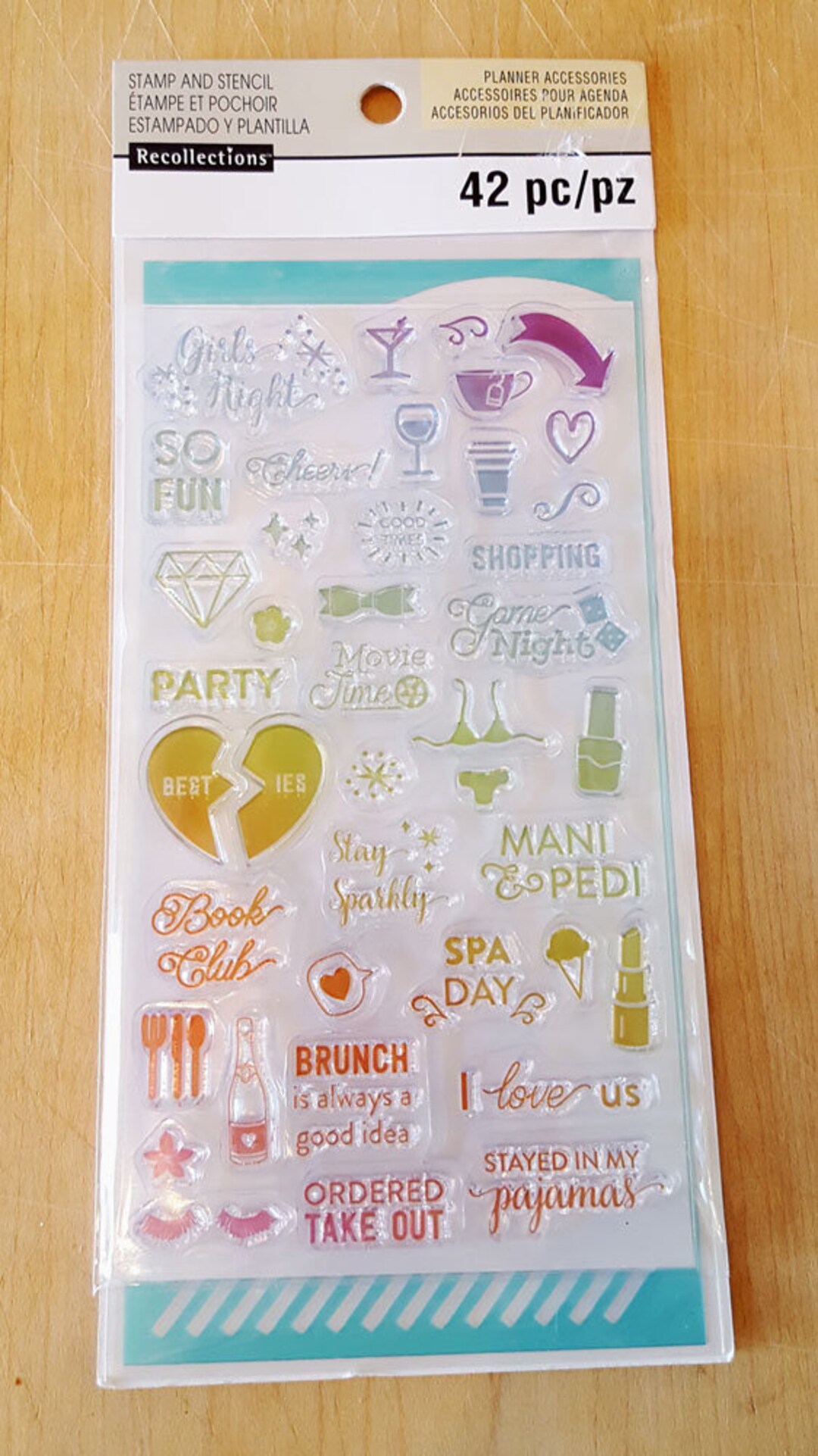 42 Piece Clear Mount Rubber Stamp Set With Matching Plastic Stencil ...