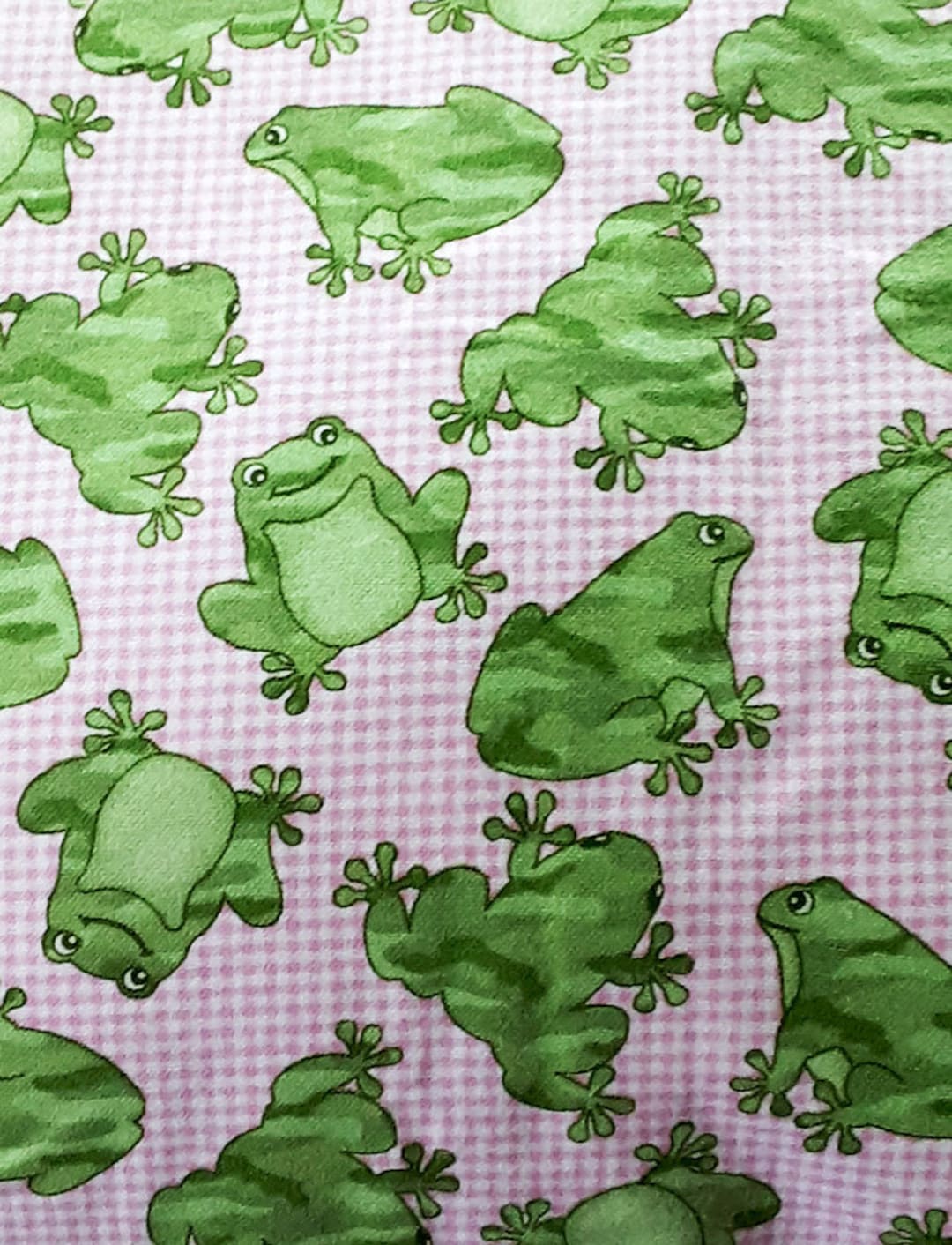 Camouflage Green Frogs With Pink Gingham Check Flannel Fabric - Etsy