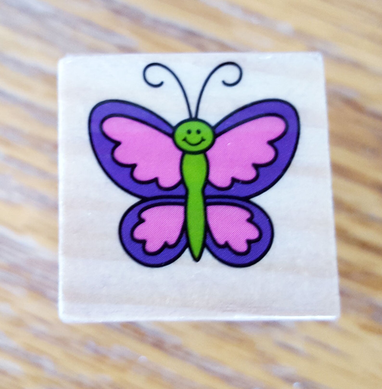 Smiling Butterfly Rubber Stamp | Etsy