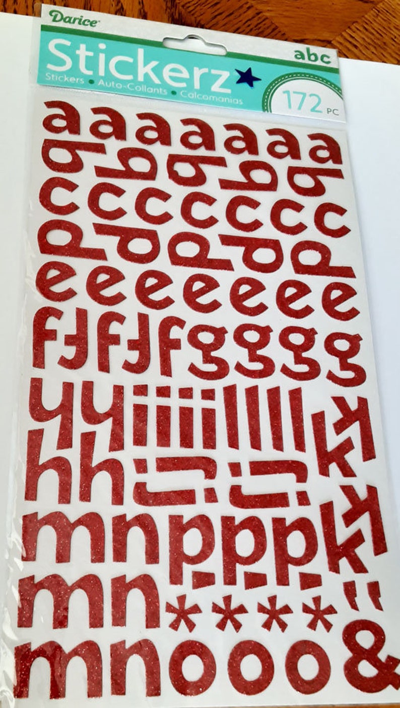 172 Red Shimmery Glitter Lower-case Alphabet Stickers by - Etsy