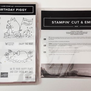 This Birthday Piggy Cling Clear Mount Rubber Stamp Set With Playful ...