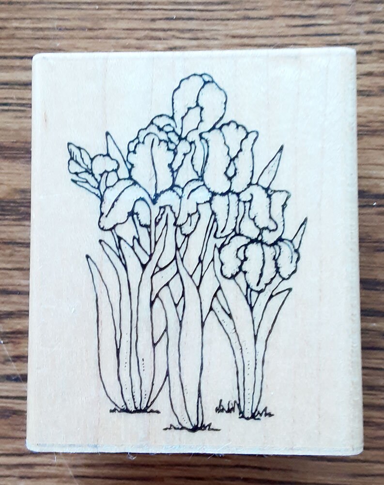Craft Supplies & Tools Iris Flower Garden Rubber Stamp from D.O.T.S ...