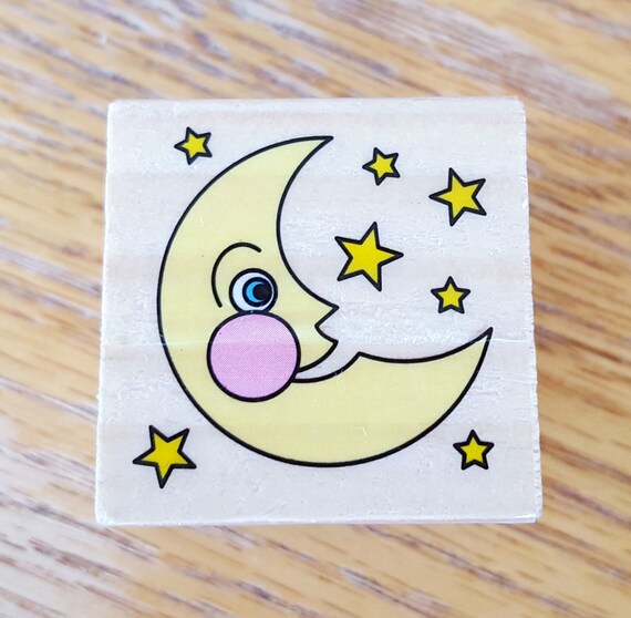 Moon and Stars Rubber Stamp - Etsy