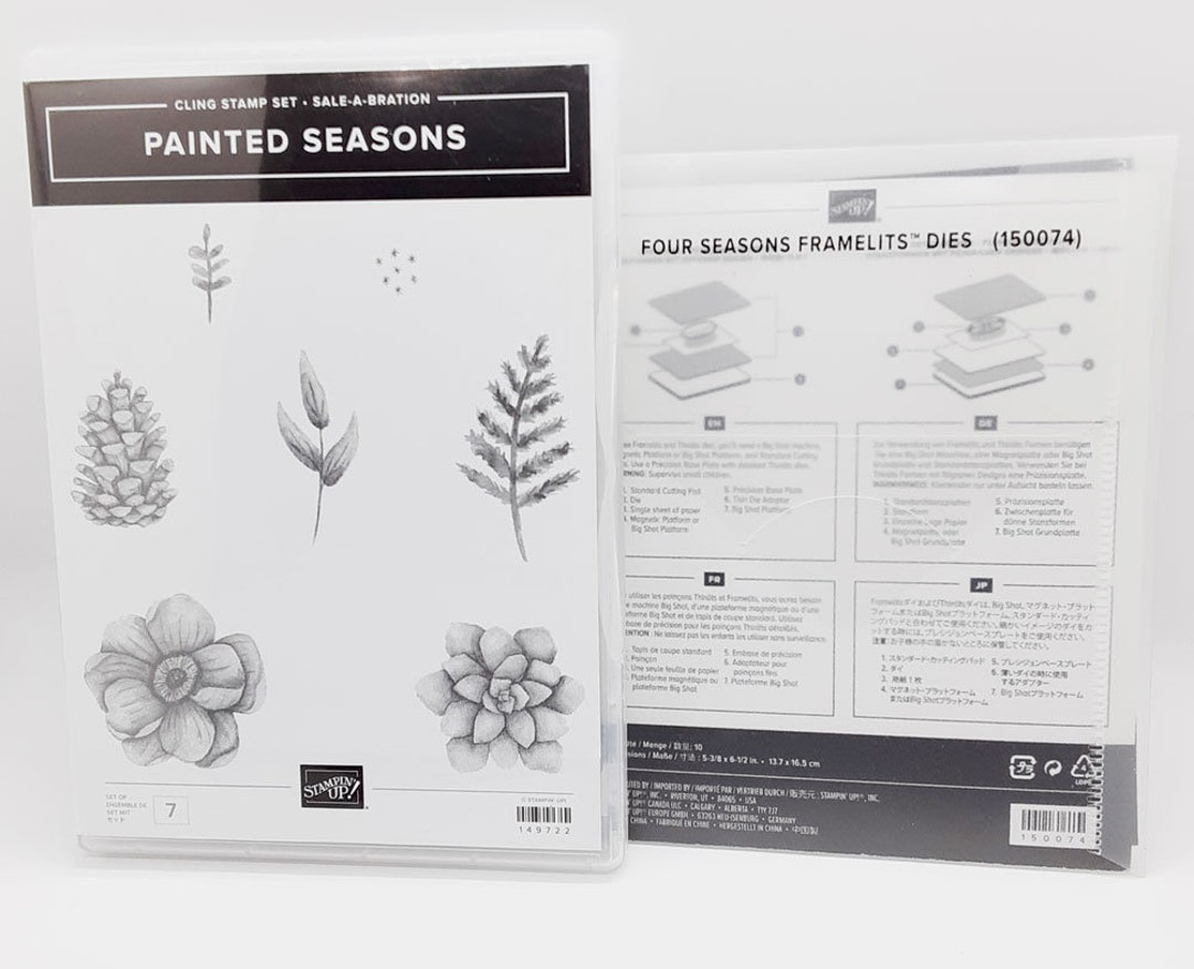 Painted Seasons Cling Rubber Stamp Set and Four Seasons Framelits Dies ...