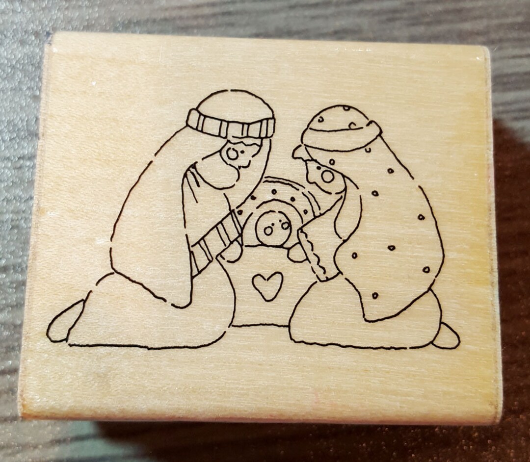 Christmas Manger With Joseph, Baby Jesus and Mary Rubber Stamp From JRL ...