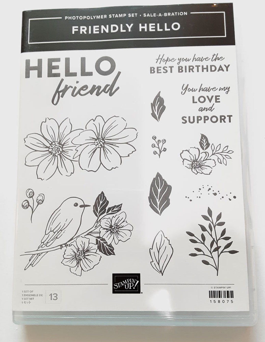 Friendly Hello Photopolymer Clear Mount Rubber Stamp Set Retired From ...
