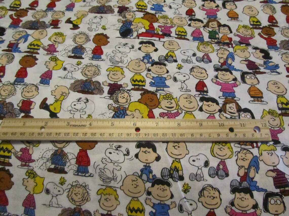 White Peanuts Gang Character Cotton Fabric by the Half Yard - Etsy