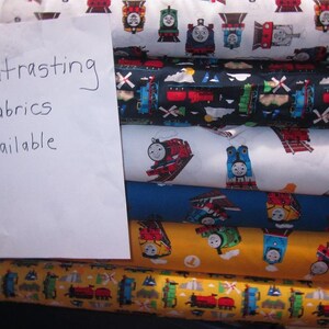 White Riley Blake Small Thomas Train Engines Cotton Fabric by the Yard ...