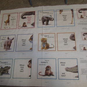Elizabeth Studios Whose Nose and Toes Jungle Animal Cotton Fabric Book ...
