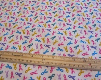 Mook Fabrics Multi Colored Cancer Awareness Ribbons 100% Quilt Shop ...