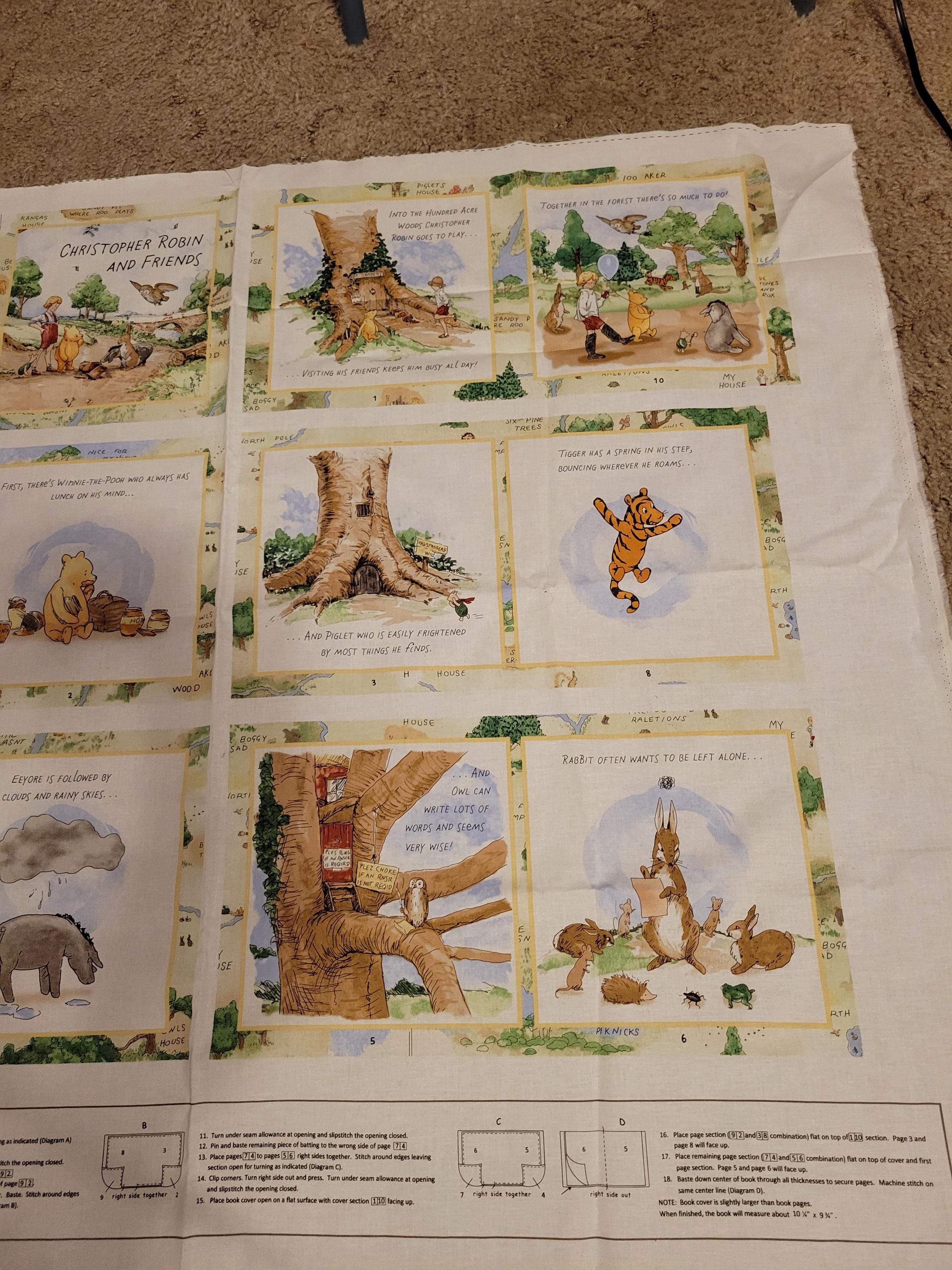 Riley Blake Christopher Robin and Friends Pooh Cotton Fabric Book Panel ...
