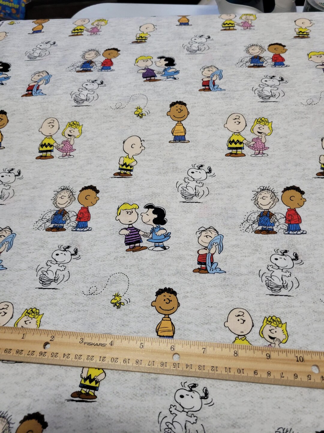 Pale Gray Peanuts Gang Cotton Fabric by the Half or Yard - Etsy