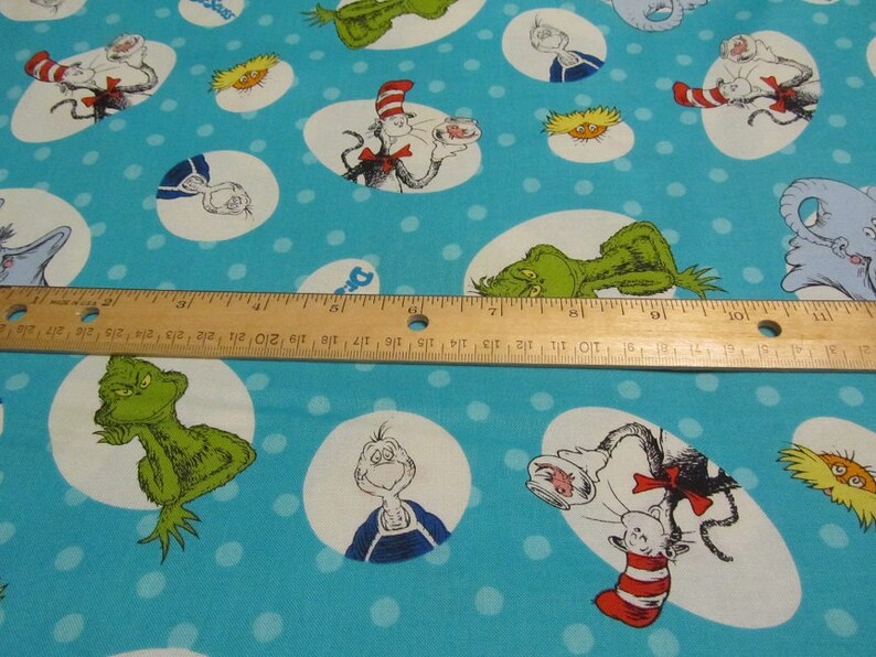 Medium Blue Polka Dot Dr Seuss Character Cotton Fabric by the - Etsy