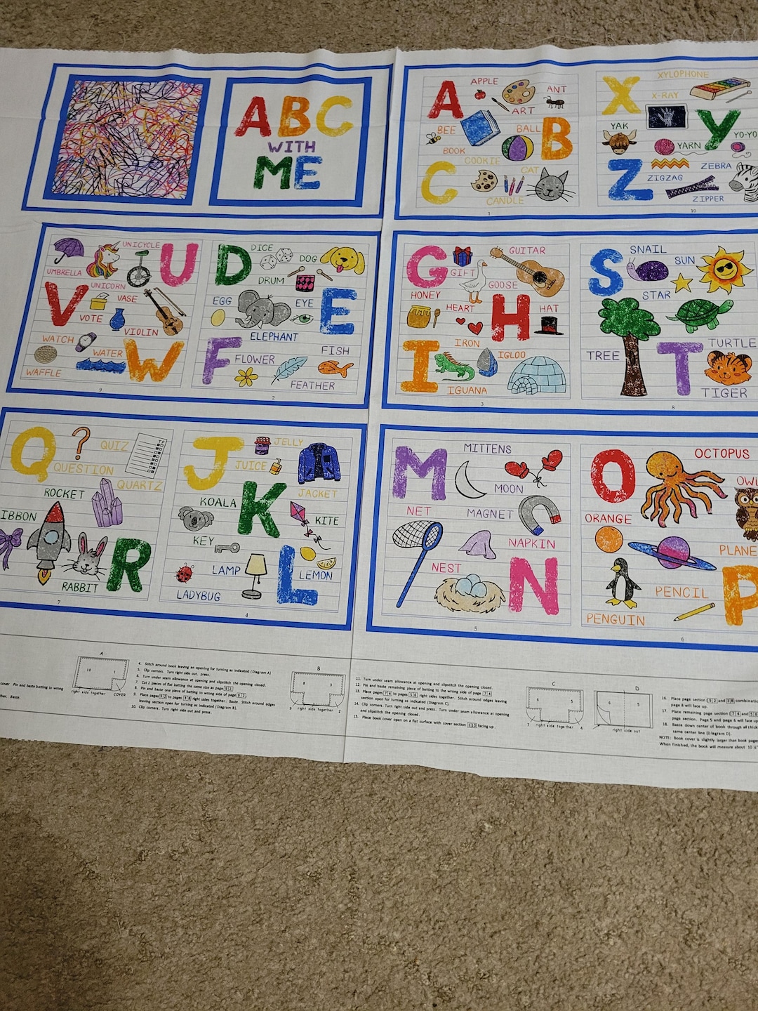 Color My World ABC Cotton Fabric Book Panel - Etsy
