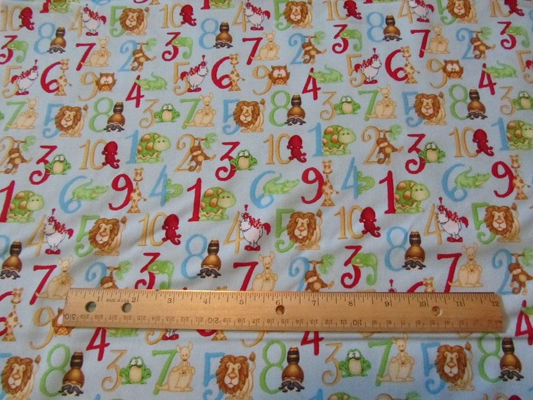 Blue Henry Glass Animal Number Cotton Fabric by the Yard - Etsy