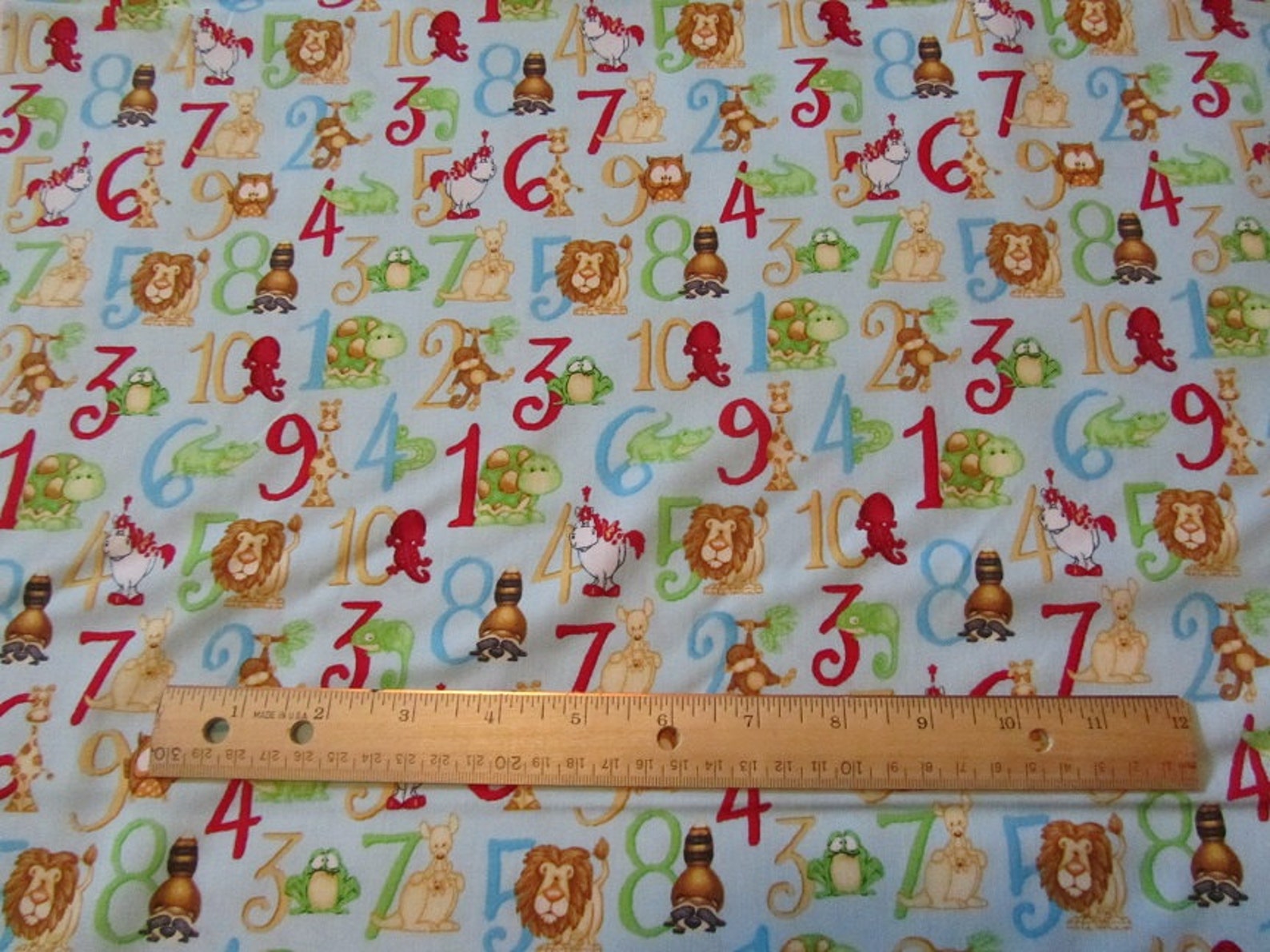 Blue Henry Glass Animal Number Cotton Fabric by The Yard | Etsy