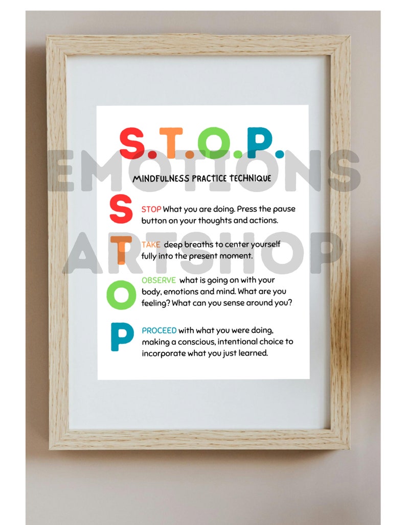 S.T.O.P Emotional Regulation Poster - Etsy