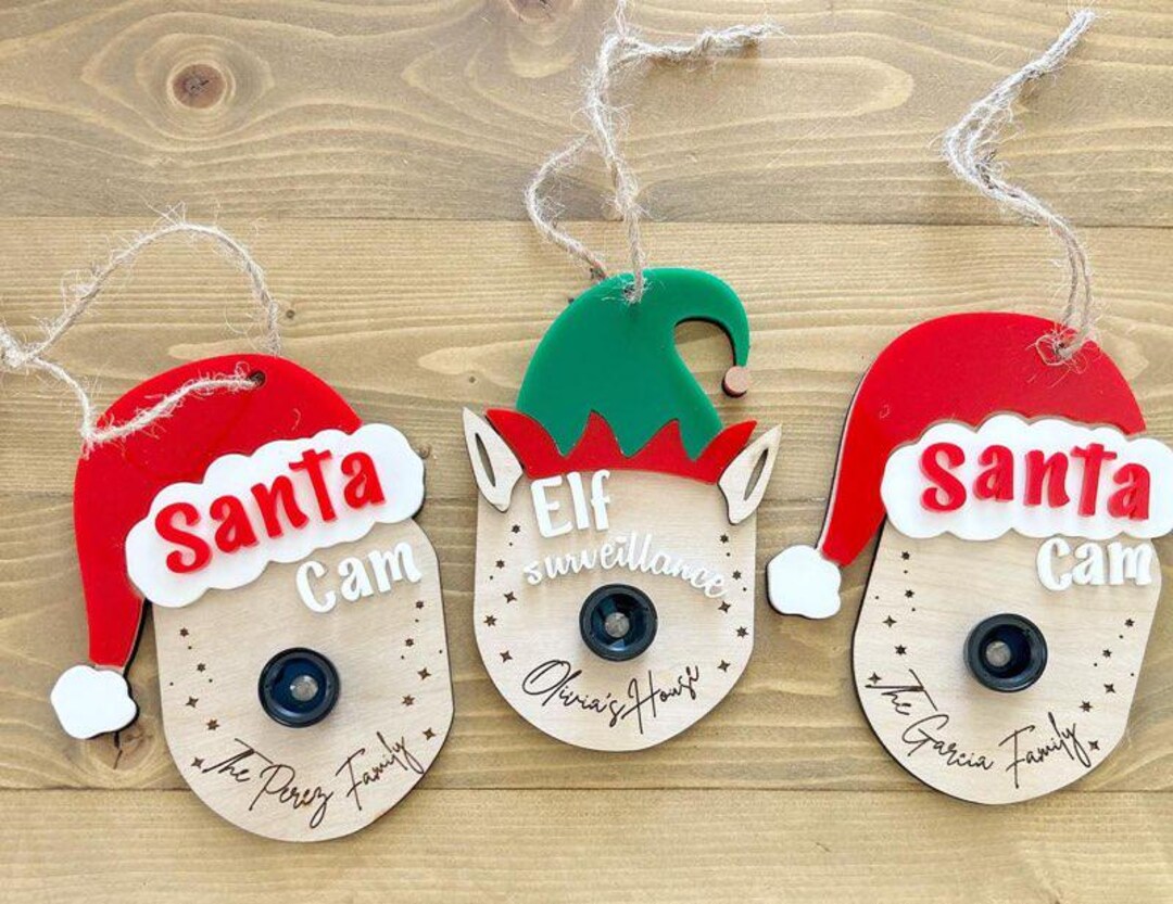 Personalized Santa Cam & Elf Surveillance Ornaments - Custom Christmas ...