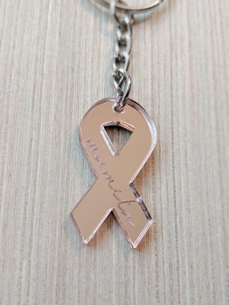 Personalized Breast Cancer Keychain Pink Ribbon Keychain - Etsy