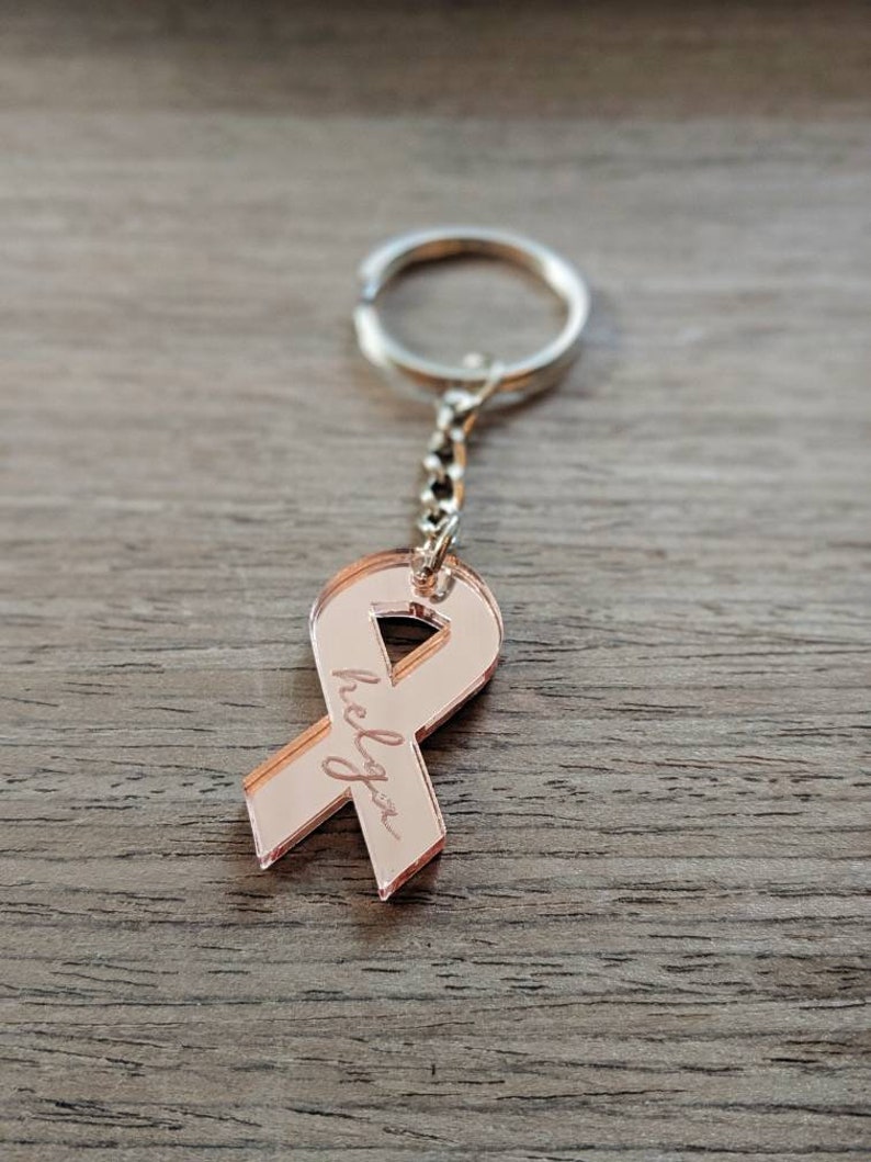 Personalized Breast Cancer Keychain Pink Ribbon Keychain - Etsy