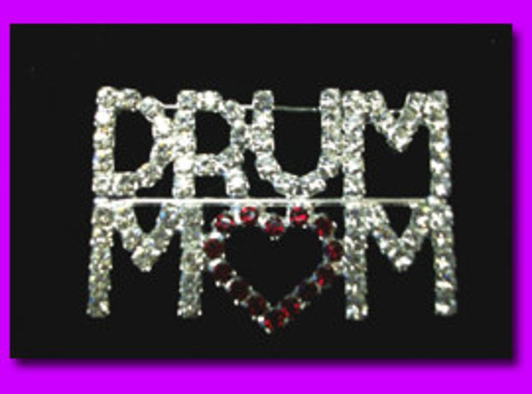 DRUM MOM Sterling Plated Crystal Pin, Drumline Jewelry, Music Charms ...