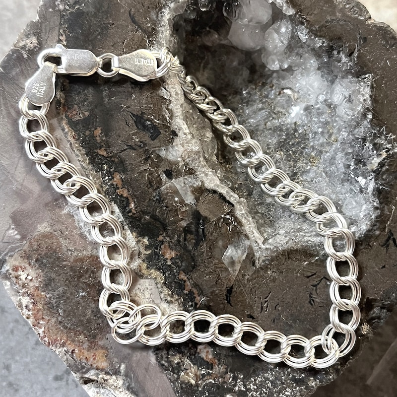 Sterling Silver Charm Bracelet - Etsy