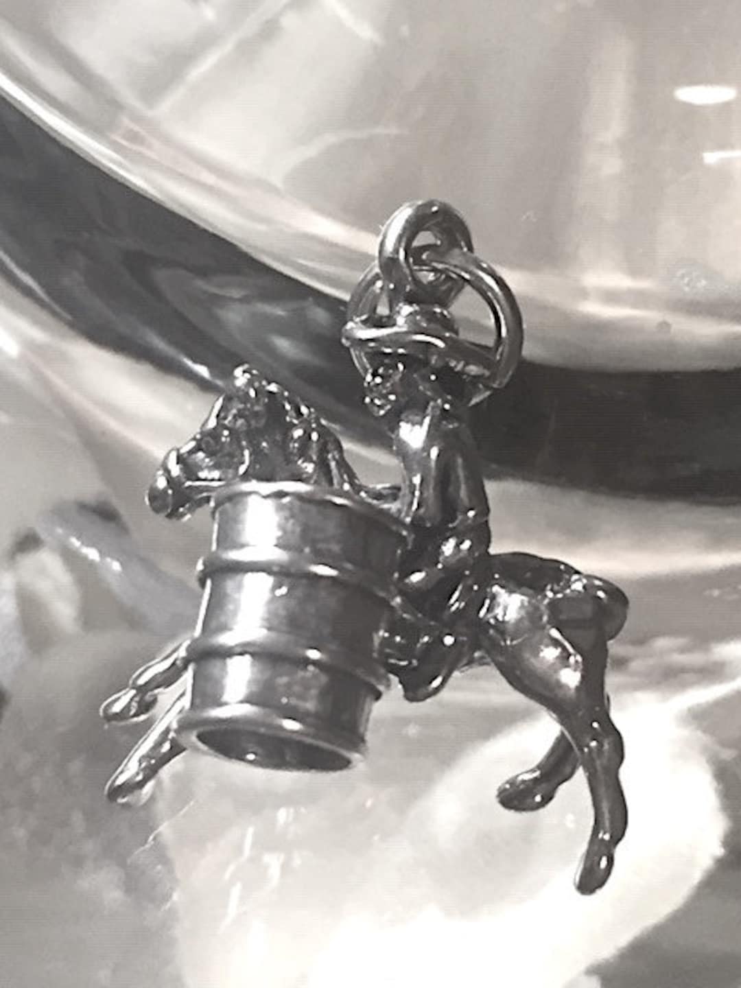 Sterling Barrel Rider Charm,sterling Vintage 3D Barrel Racer Charm ...