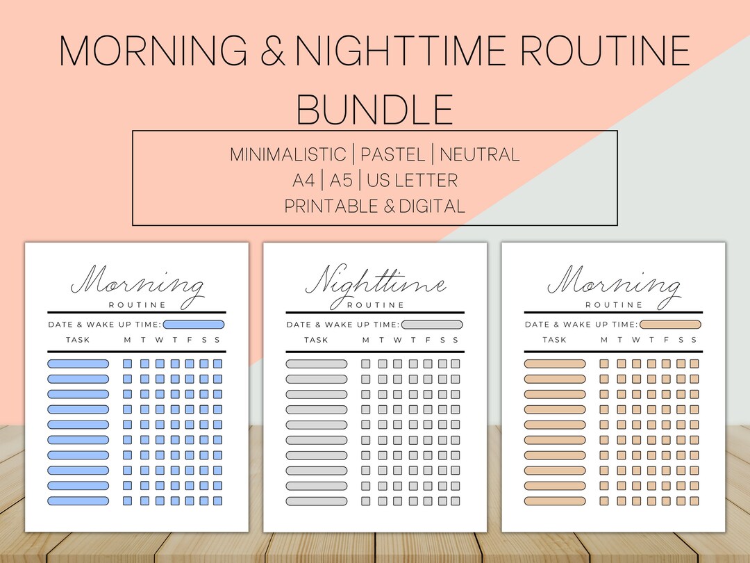 Printable Morning and Nighttime Routine Bundle Daily - Etsy