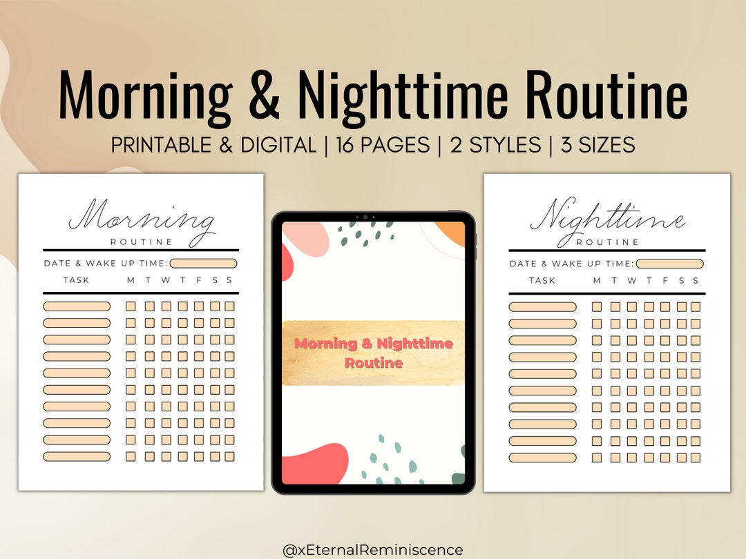 Printable Morning and Nighttime Routine Organizer Daily - Etsy