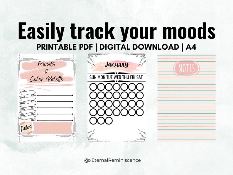 Mood Tracker Printable Yearly and Monthly Mood Planner - Etsy