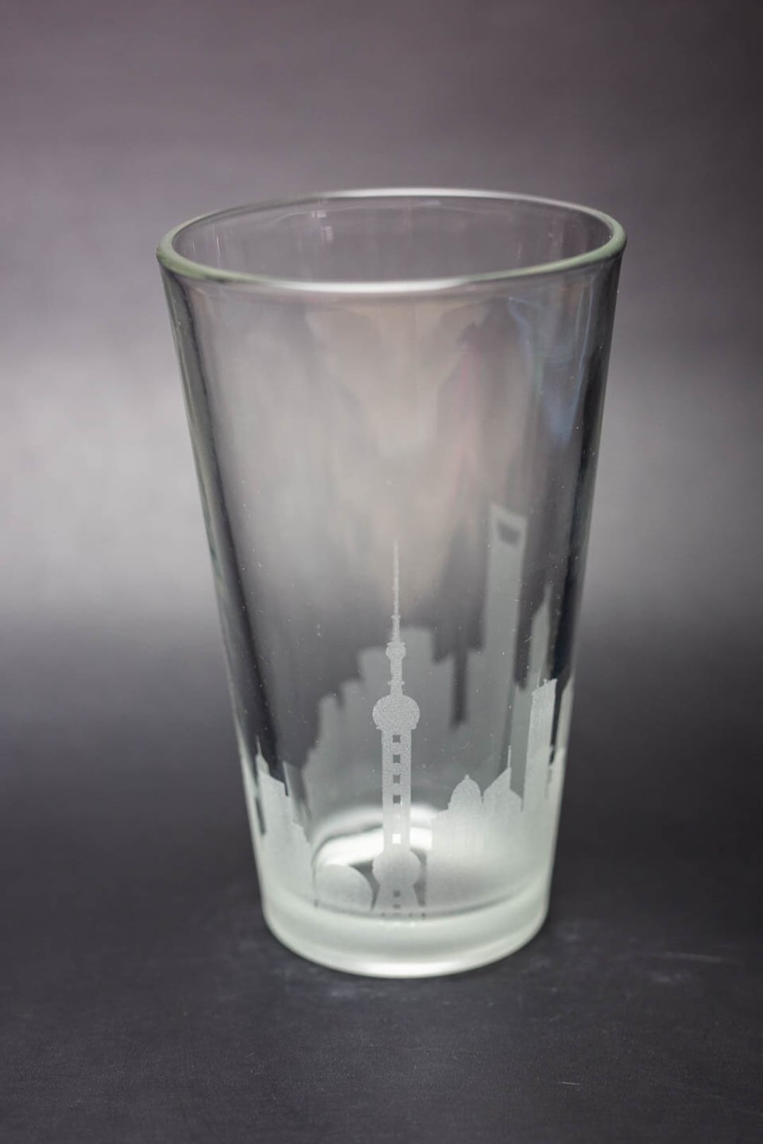 Shanghai, China Skyline Etched Pint Glass Shanghai Beer Glass Glass ...