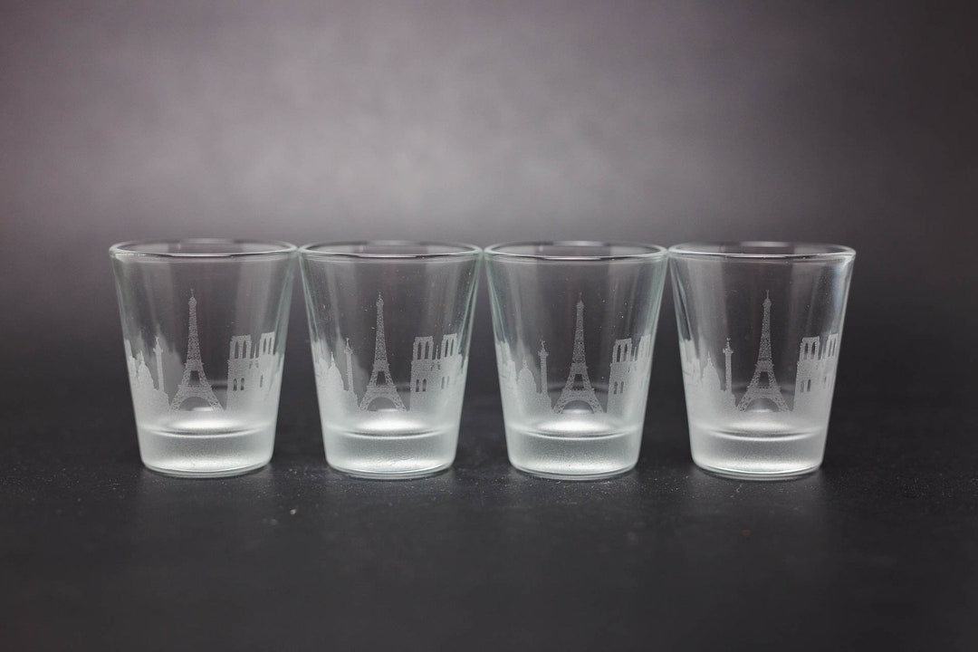 Paris France Skyline Set of 4 - 2 Oz. Shot Glasses - Custom Barware ...