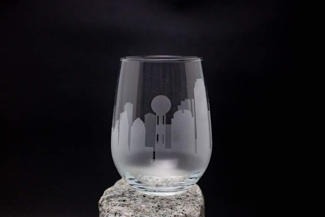 Dallas Texas Skyline Wine Glass & Stemless Goblet - FREE ...