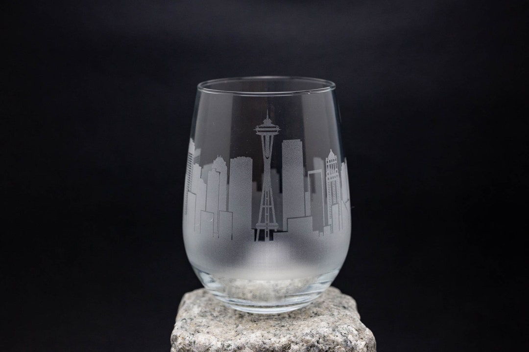 Seattle Washington Skyline Wine Glass & Stemless Goblet - FREE ...