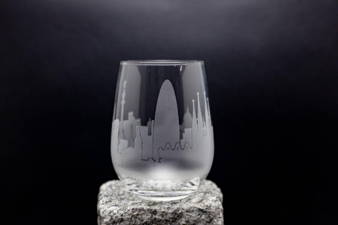 Barcelona Spain Skyline Wine Glass & Stemless Goblet - FREE ...