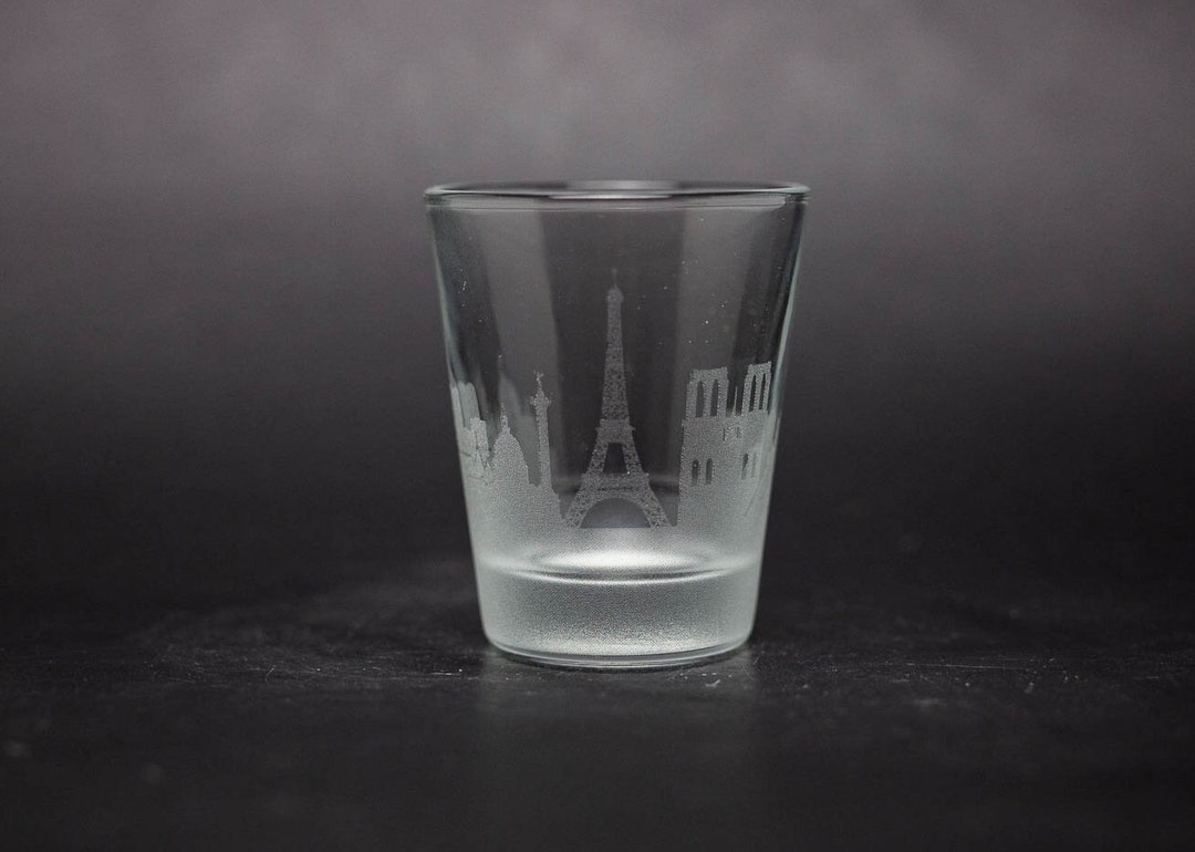 Paris France Skyline Shot Glasses Set of 2 Etched 2 Oz. - Etsy