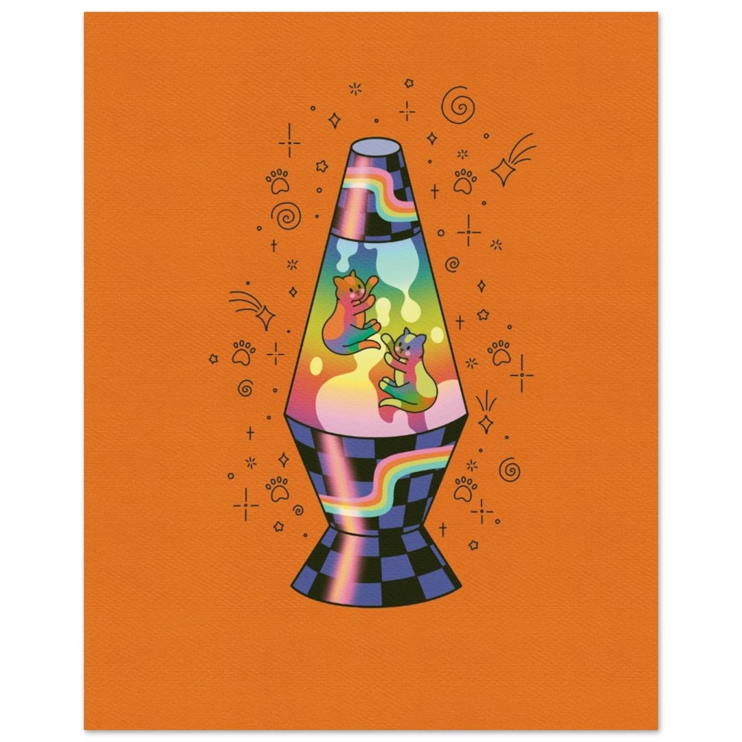 Cat Lava Lamp - Groovy Art - Cat Art - Funny Cute Wall Art - Bright and ...