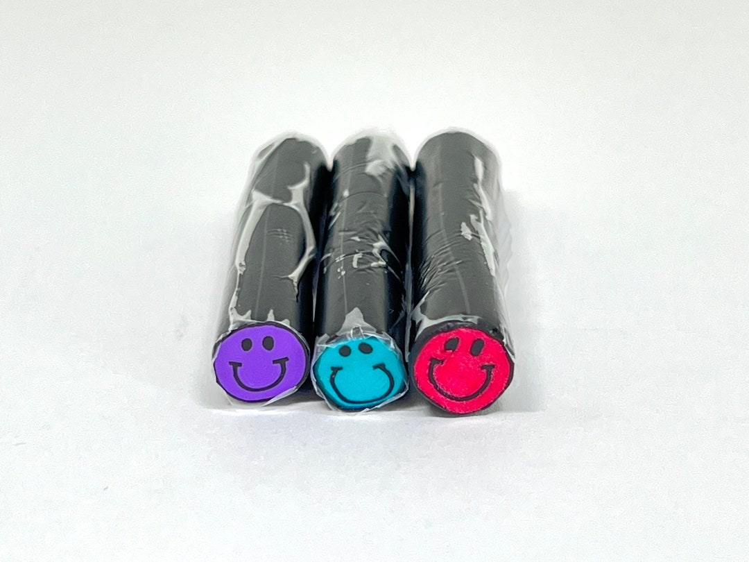 3 Pc. Rainbow Colorful Smiley Face Canes Raw Unbaked Polymer Clay Cane ...