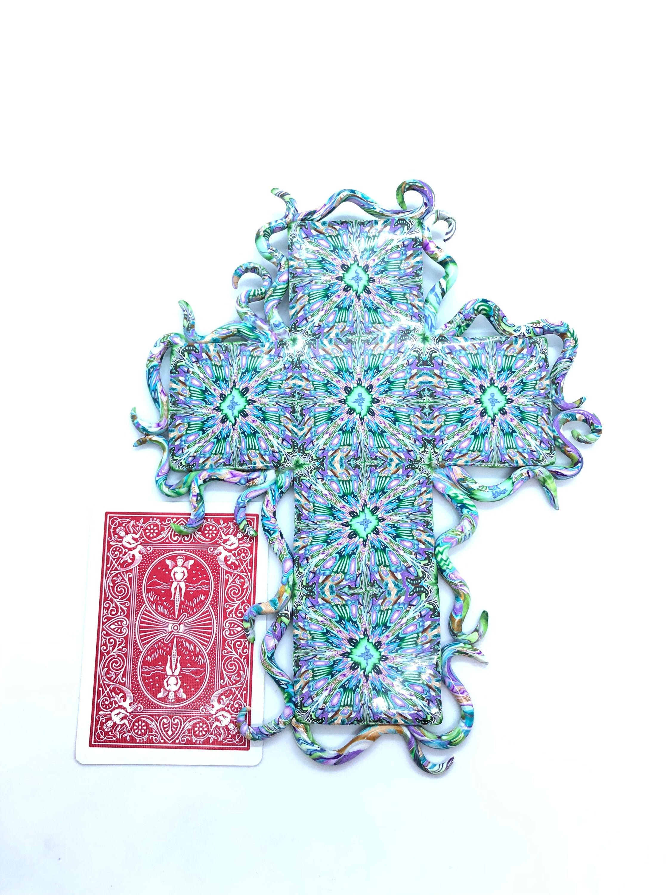 Polymer Clay 8 Cross Swirling Sides Kaleidoscope Unique Wall | Etsy