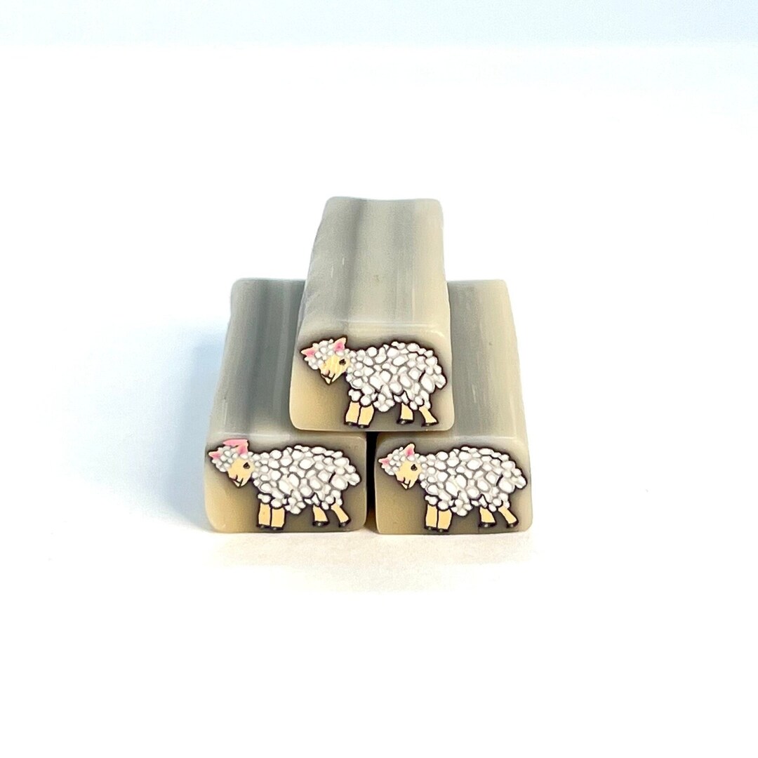 Sweet and Fluffy Lamb Sheep Cane, Raw Unbaked Polymer Clay Cane - Etsy