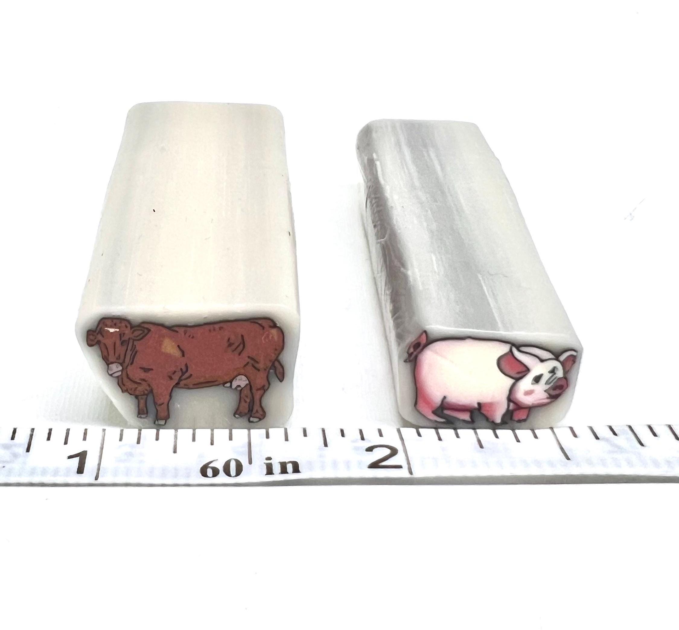 Farm Animal Canes Cow, Pig, Chickens Raw Unbaked Polymer Clay Cane - Etsy