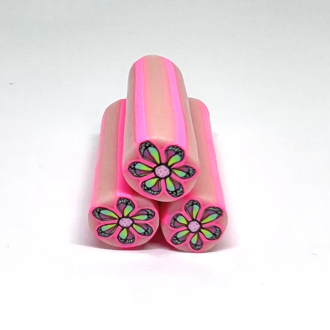 Vibrant Neon Flower Cane Raw Unbaked Polymer Clay Cane - Etsy