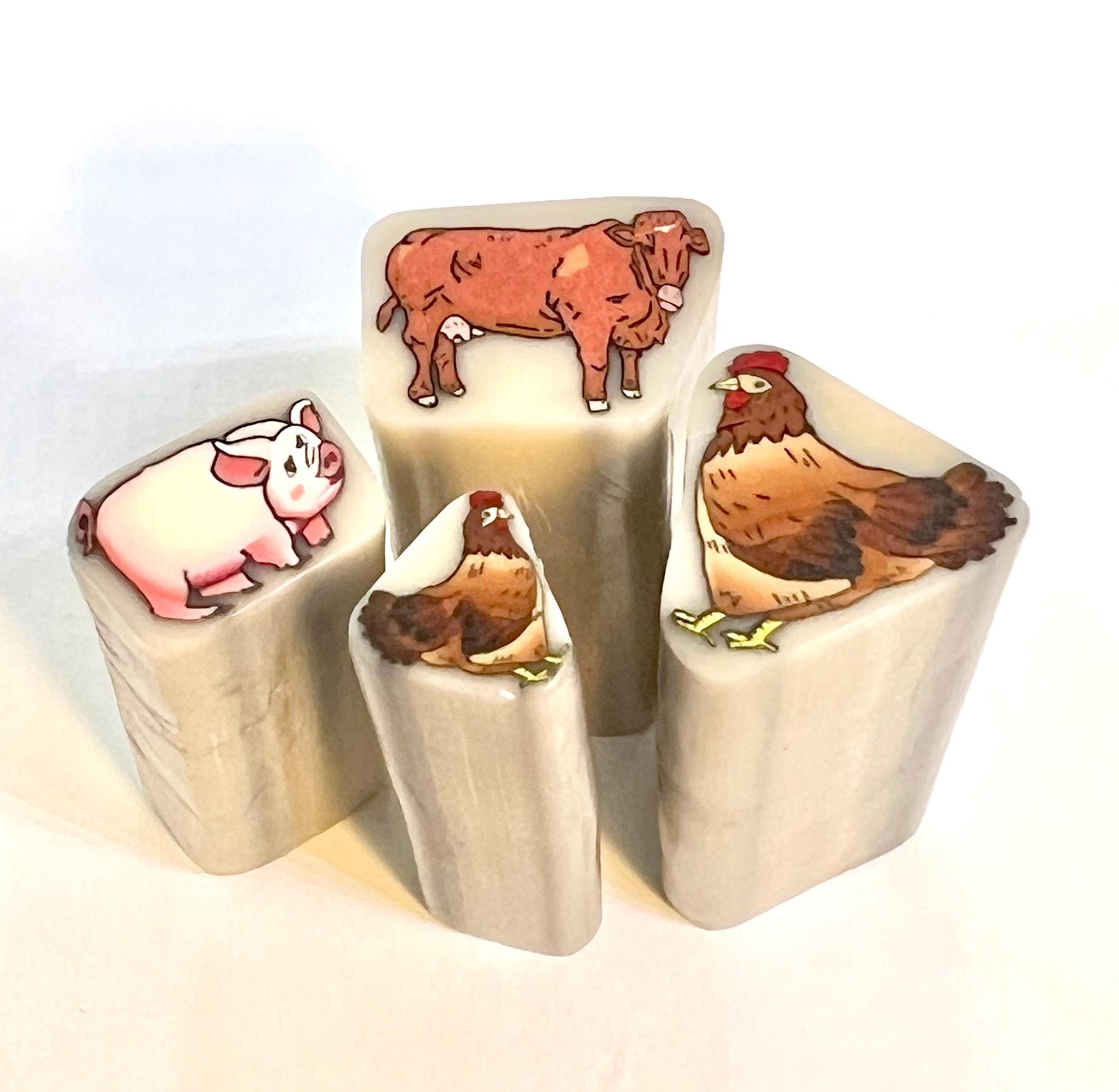 Farm Animal Canes Cow, Pig, Chickens Raw Unbaked Polymer Clay Cane - Etsy