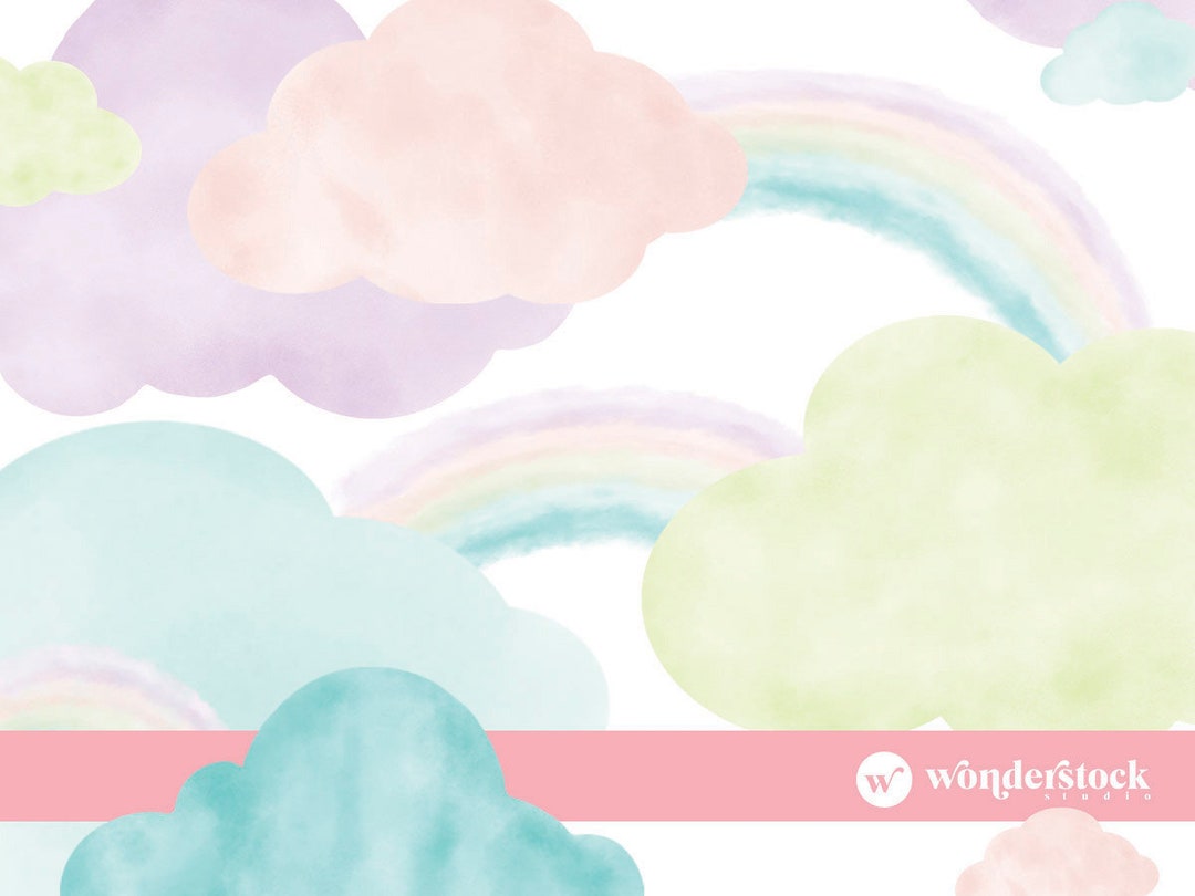 Clouds and Rainbows, Rainbow Clip Art, Rainbows, Pastel Clip Art ...