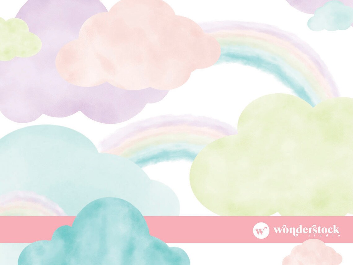 Clouds and Rainbows Rainbow Clip Art Rainbows Pastel Clip | Etsy